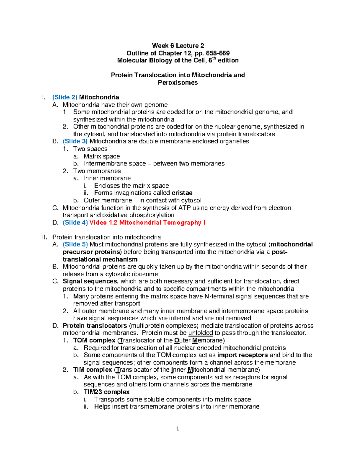 Biol4004 06 outline 2 2016 - Week 6 Lecture 2 Outline of Chapter 12, pp ...