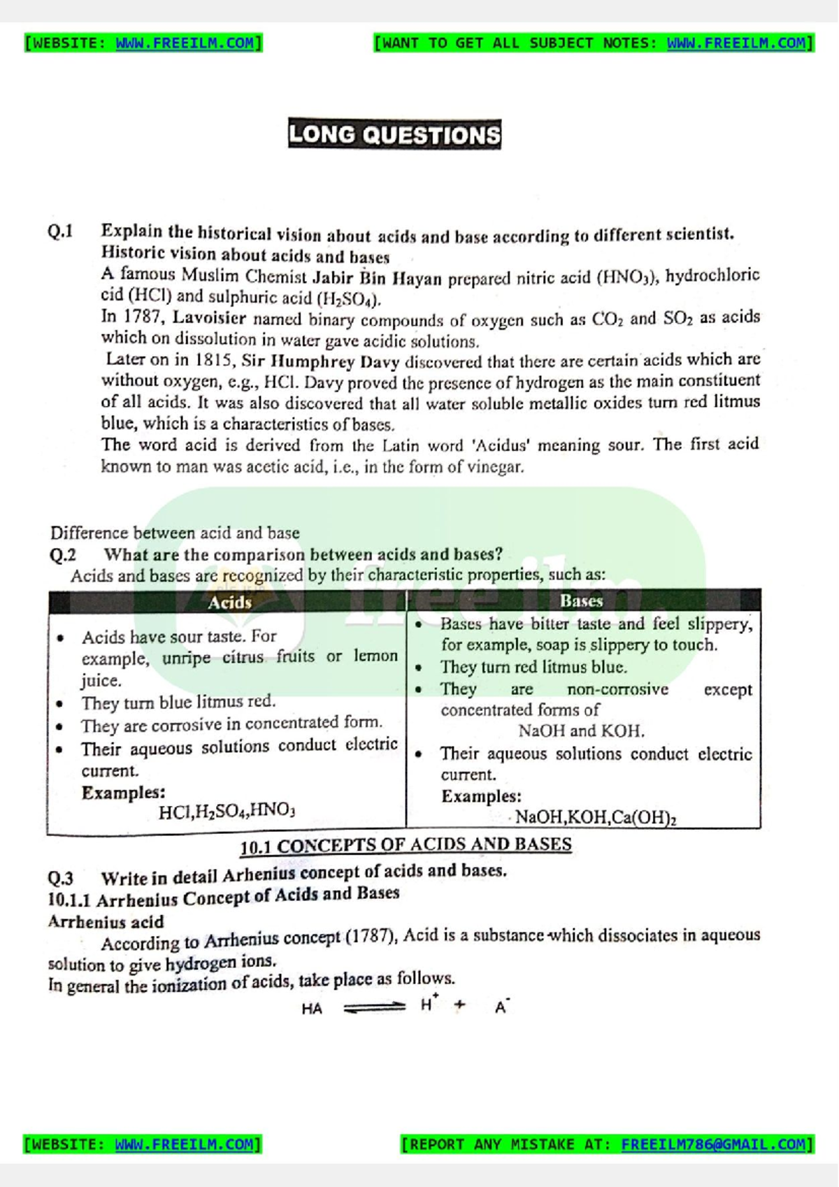 10th Chem Ch 10 Long Q - These are my self made notes which i upload ...