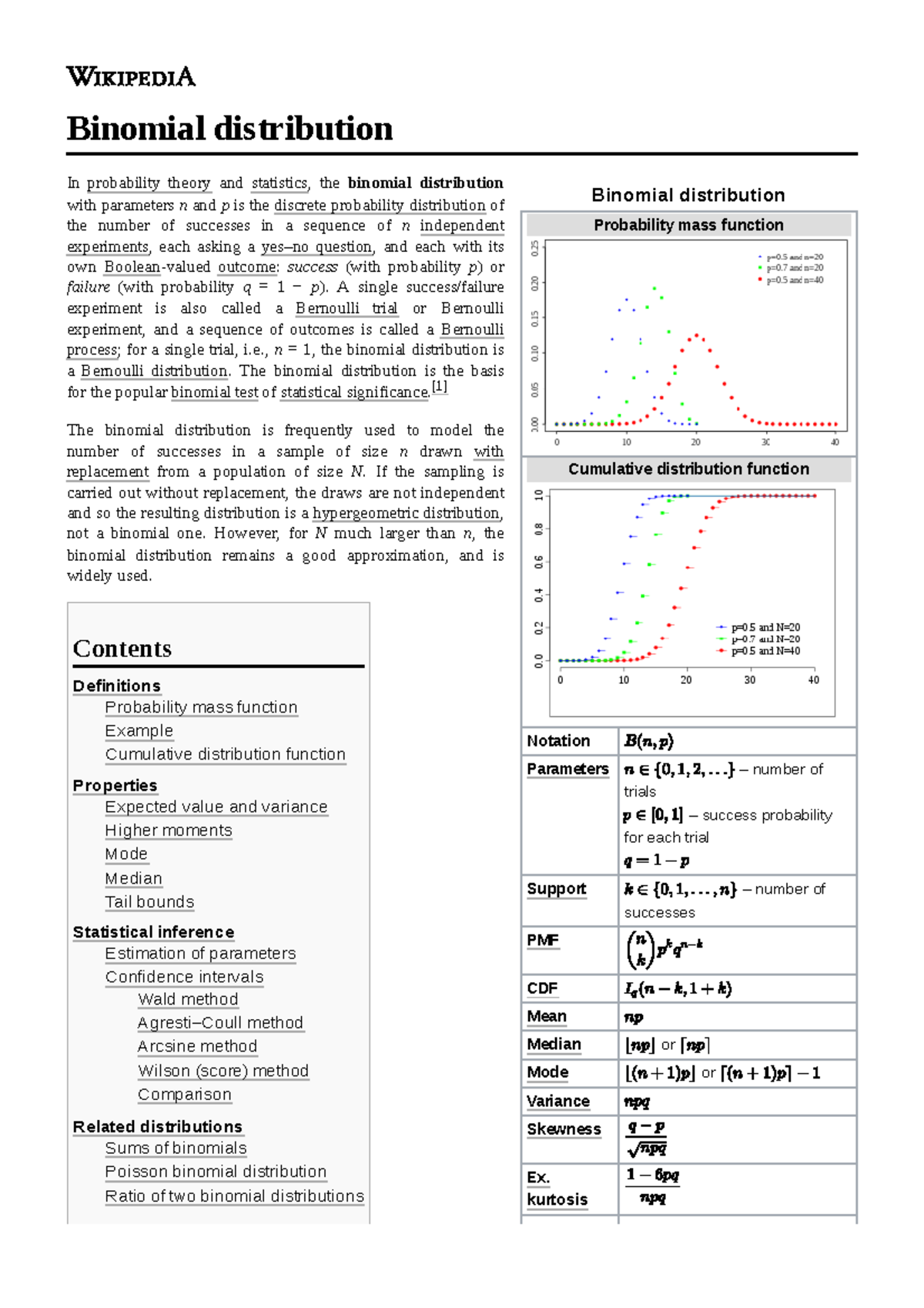 Binomial distribution - Binomial distribution Probability mass function ...