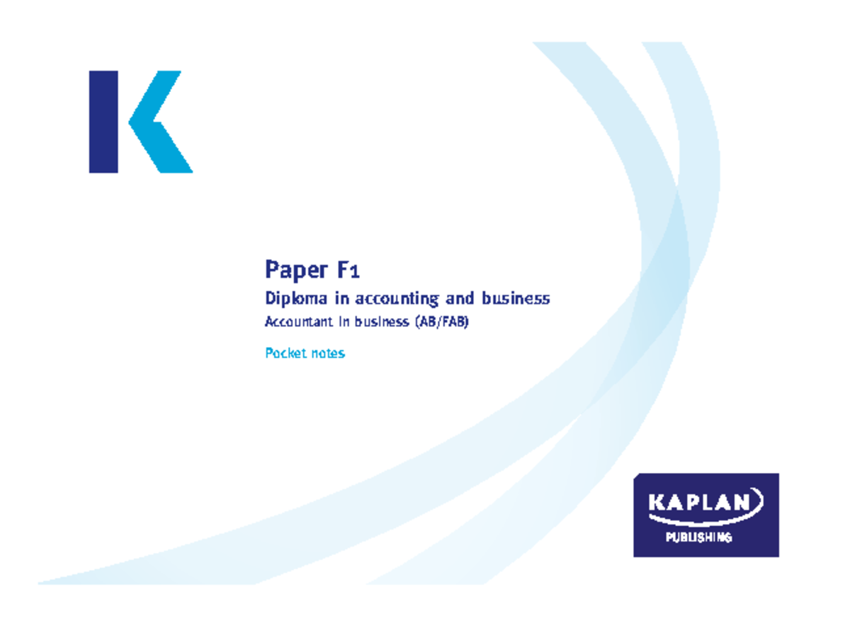 ACCA Paper F1 Diploma in a Accounting Business - Paper F Diploma in ...