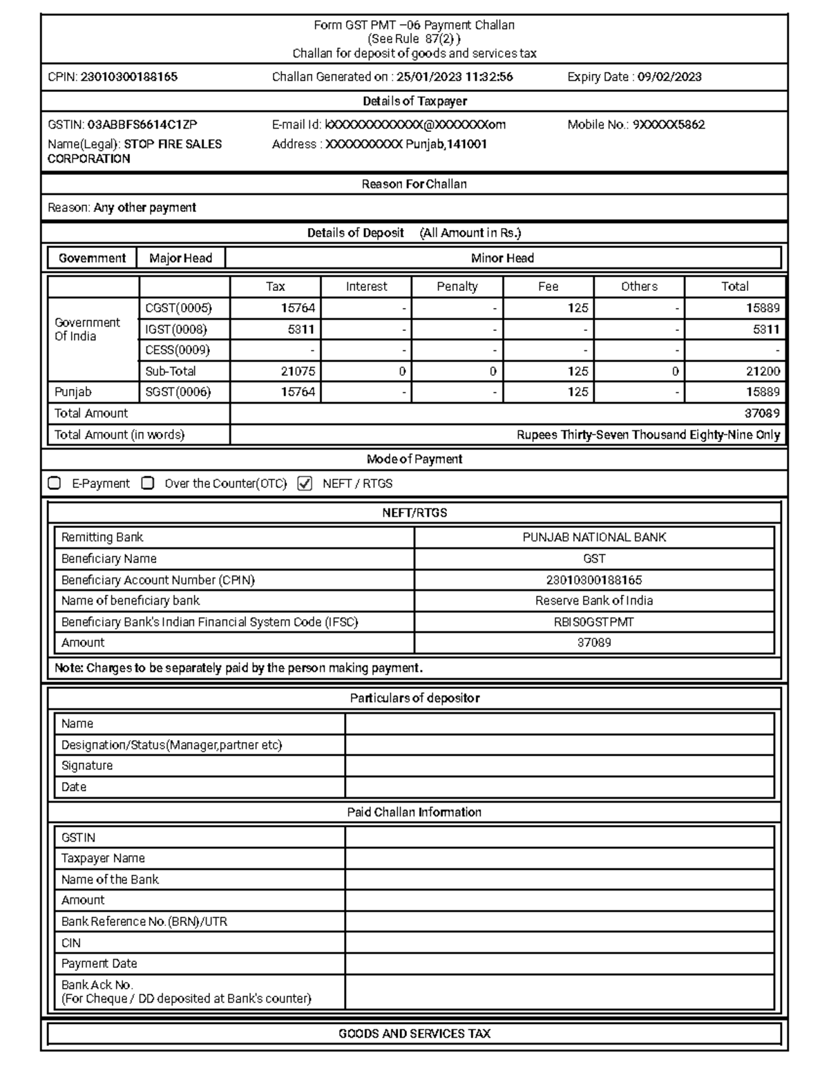 GST- Challan (30) - kjnk - Form GST PMT –06 Payment Challan (See Rule ...