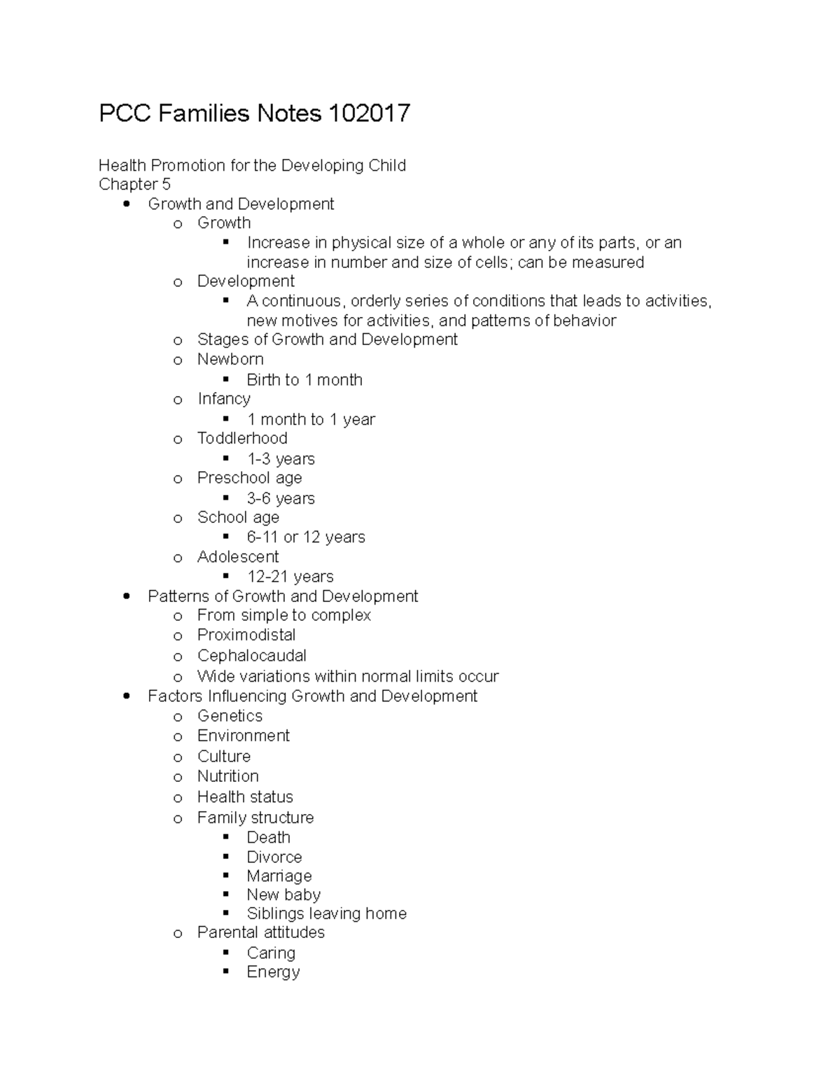 PCC Families Notes 102017 - PCC Families Notes 102017 Health Promotion ...