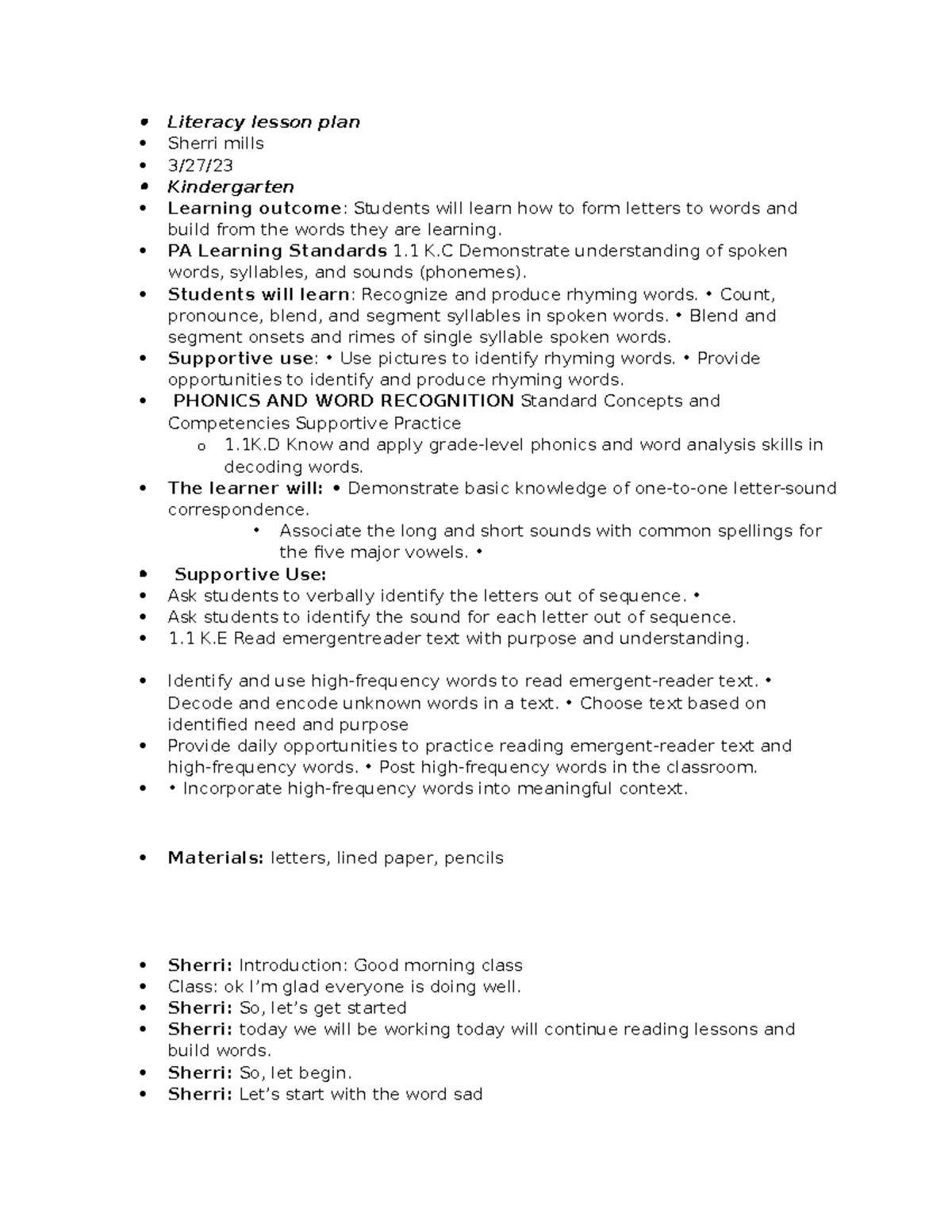Literacy Lesson Plan Sm Literacy Lesson Plan Sherri Mills 3 27 literacy-lesson-plan-sm-literacy-lesson-plan-sherri-mills-3-27
