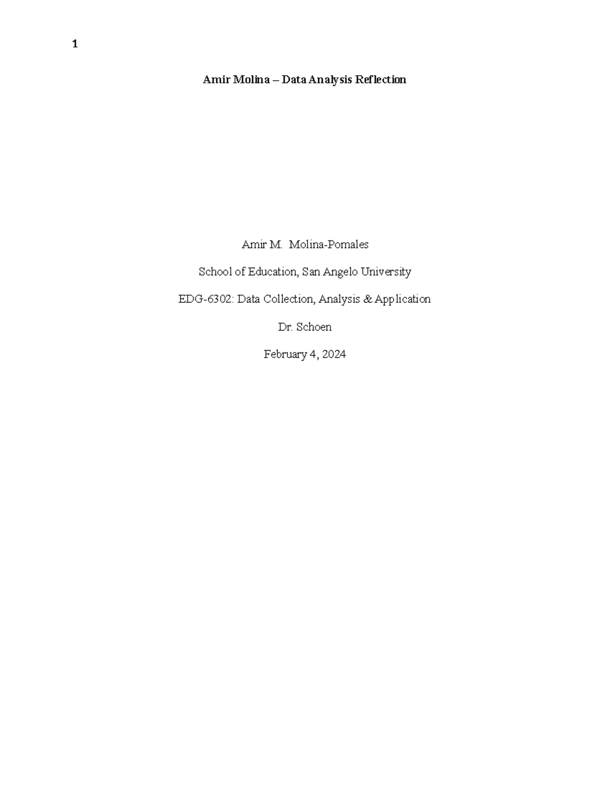 Amir Molina - Data Analysis Reflection - Amir Molina – Data Analysis ...