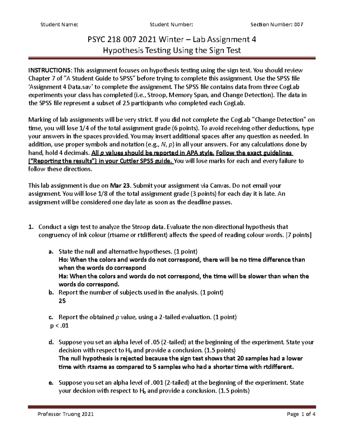 PSYC+218+007+2021+Assignment+4 copy - Student Name: Student Number: Section Number: 007 PSYC 218 ...