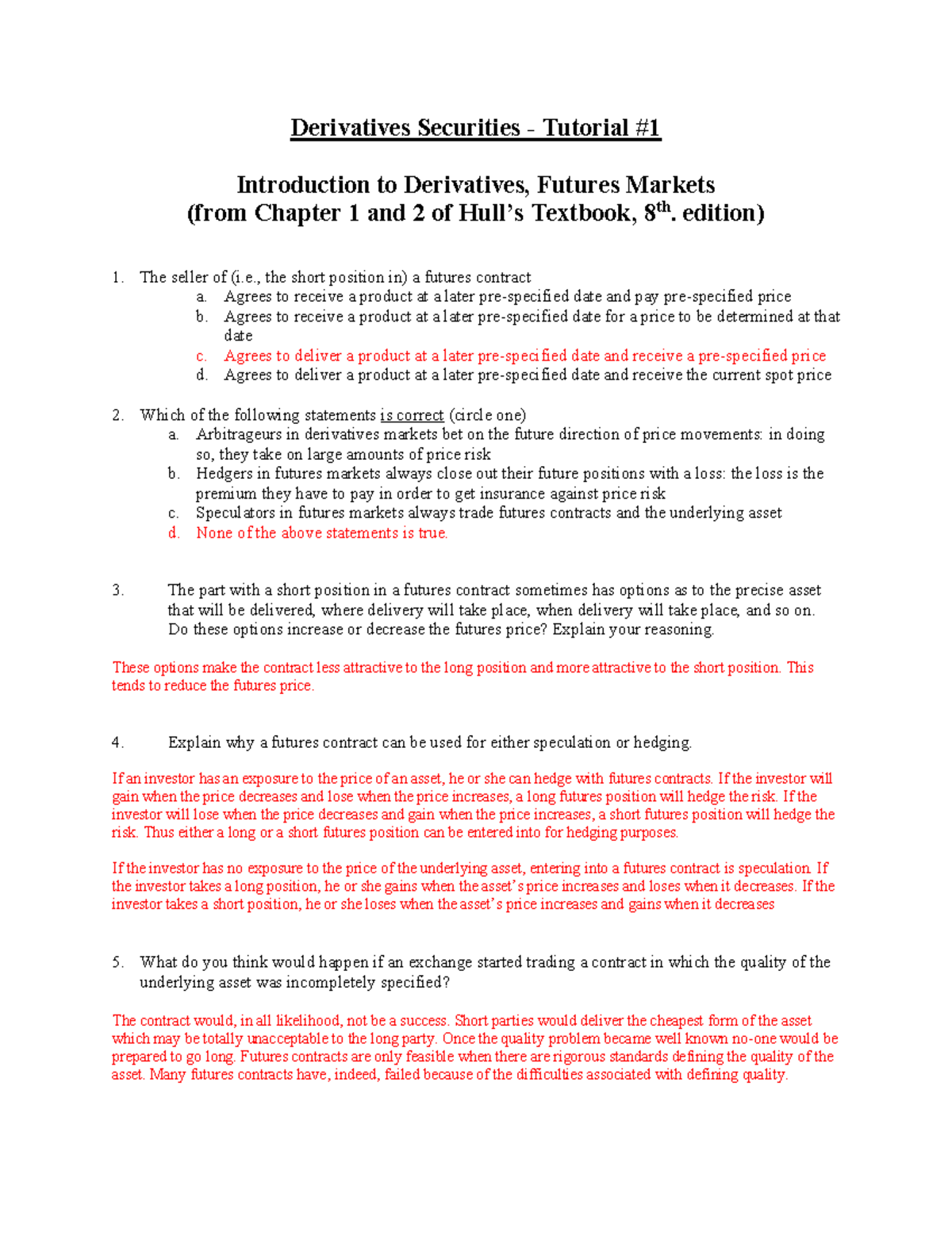 Tutorial+1+with+solution - Derivatives Securities - Tutorial ...