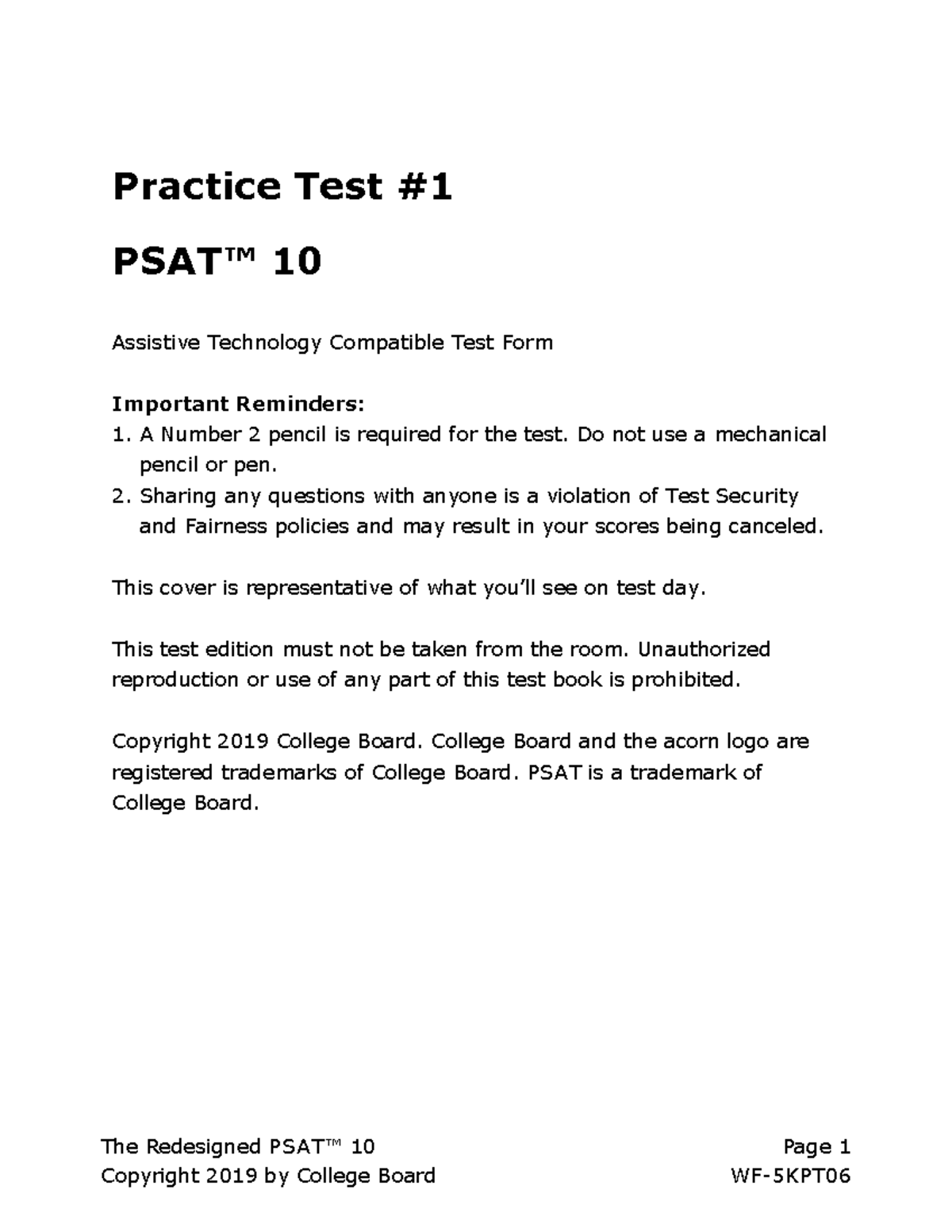 Psat 10 assistive technology tips - Practice Test PSAT™ 10 Assistive ...