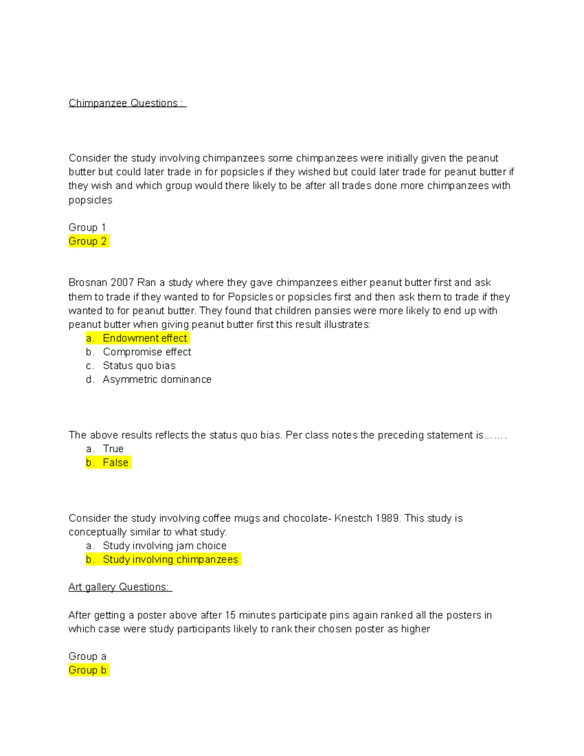 Correct Anwsers - Chimpanzee Questions : Consider the study involving ...