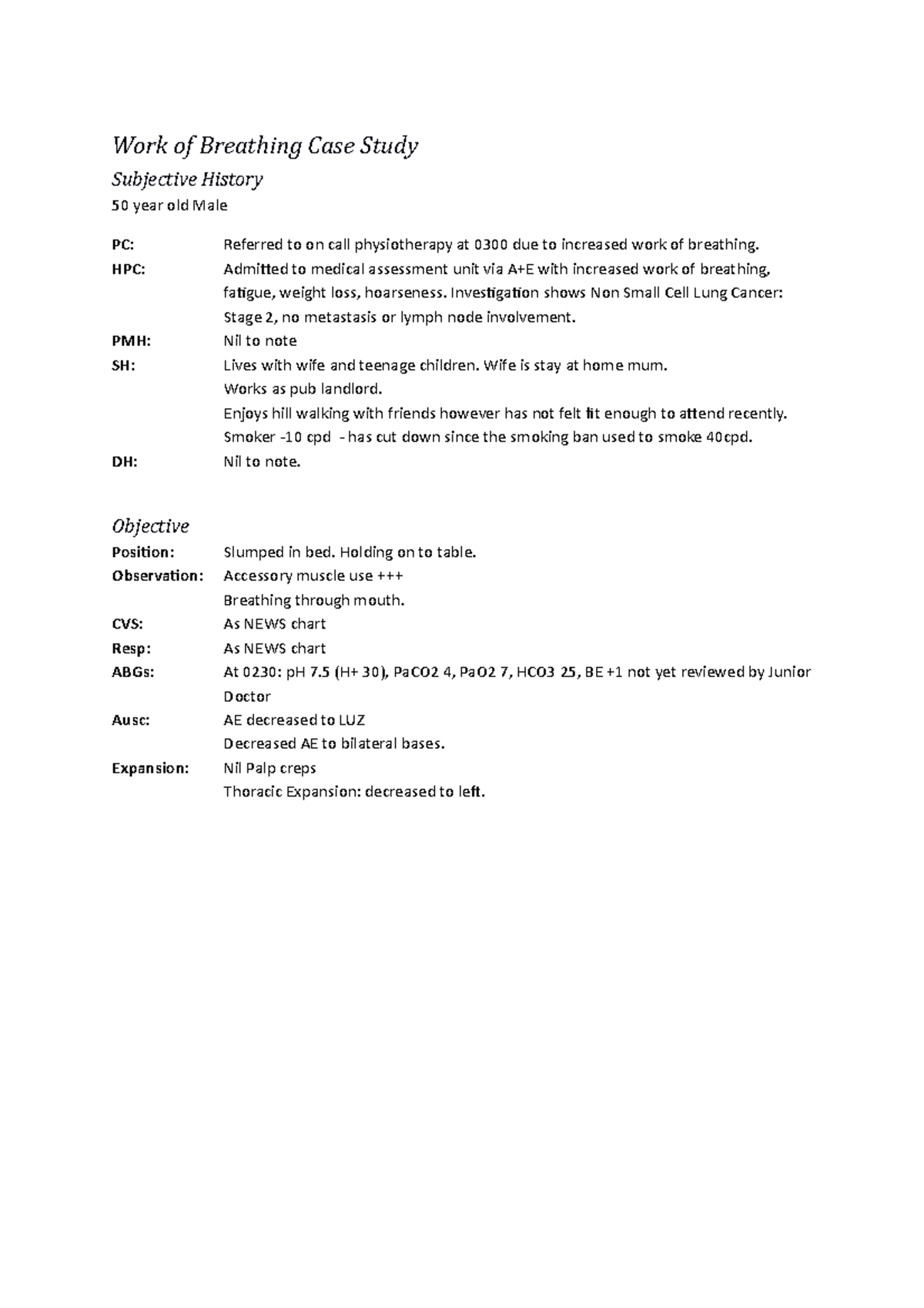 Work of Breathing Case Study updated 2020 - Work of Breathing Case ...