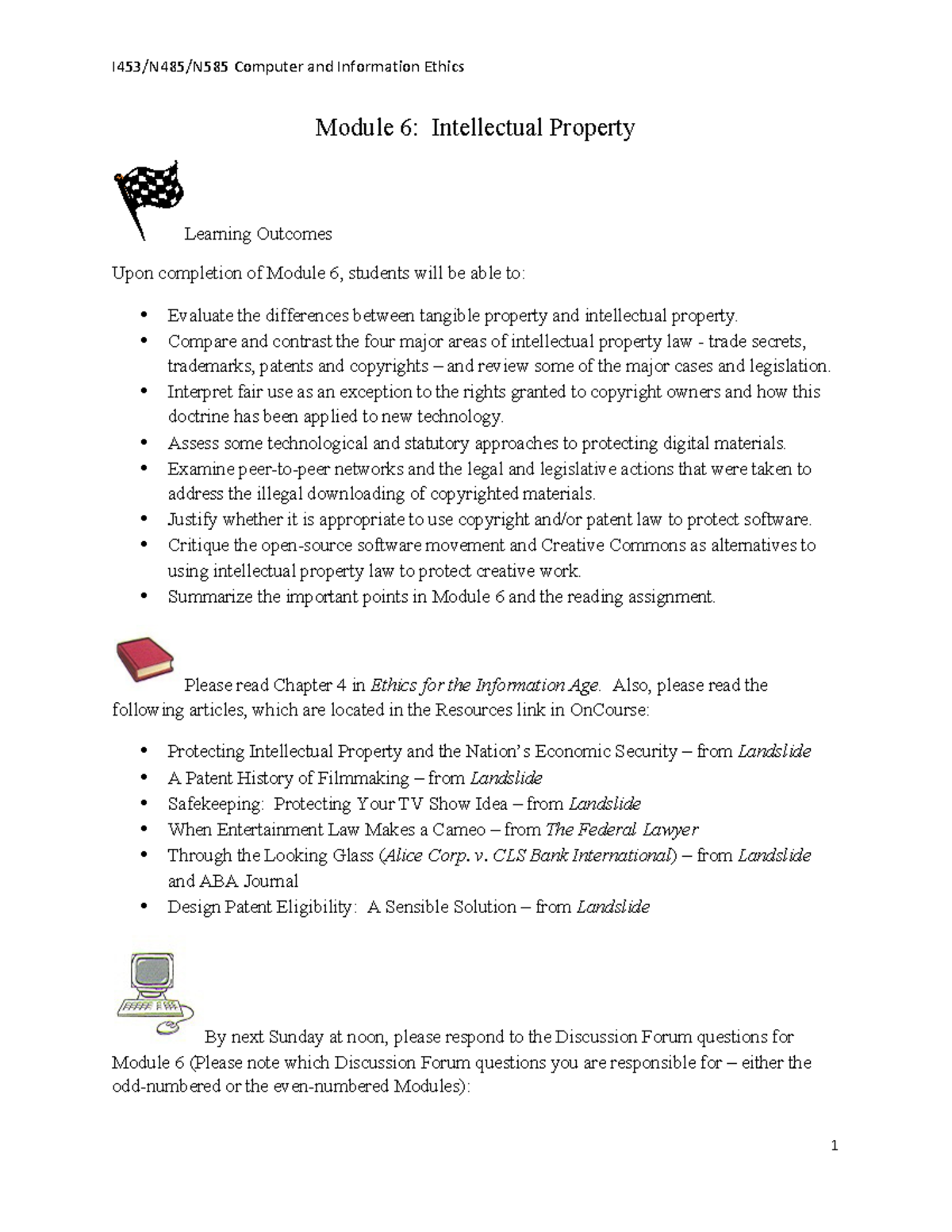 Module 6 - ठ⃚ 1ठ⃚ Module 6: Intellectual Property Learning Outcomes ...