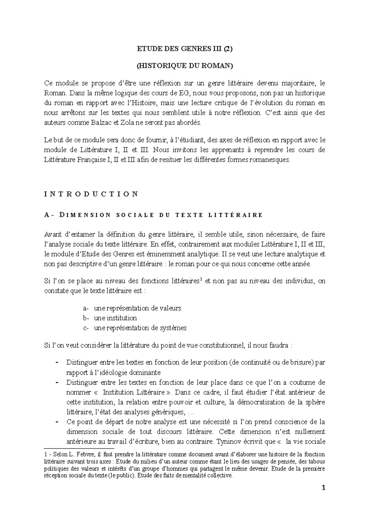 Etude des Genres III 2 - ETUDE DES GENRES III (2) (HISTORIQUE DU ROMAN ...