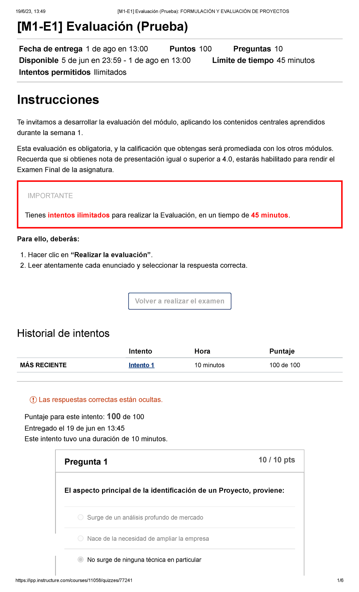 [M1-E1] Evaluación (Prueba) Formulación Y Evaluación DE Proyectos - [M1-E1] Evaluación (Prueba ...