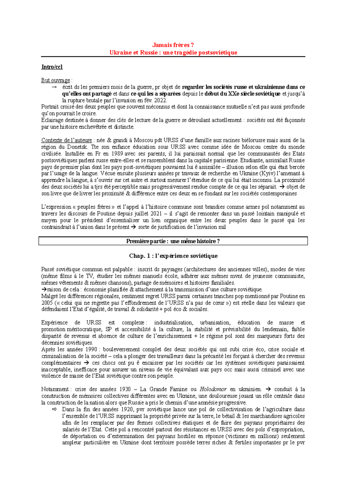 fiche de lecture : Jamais frères, Anna Colin Lebedev - Jamais frères ...