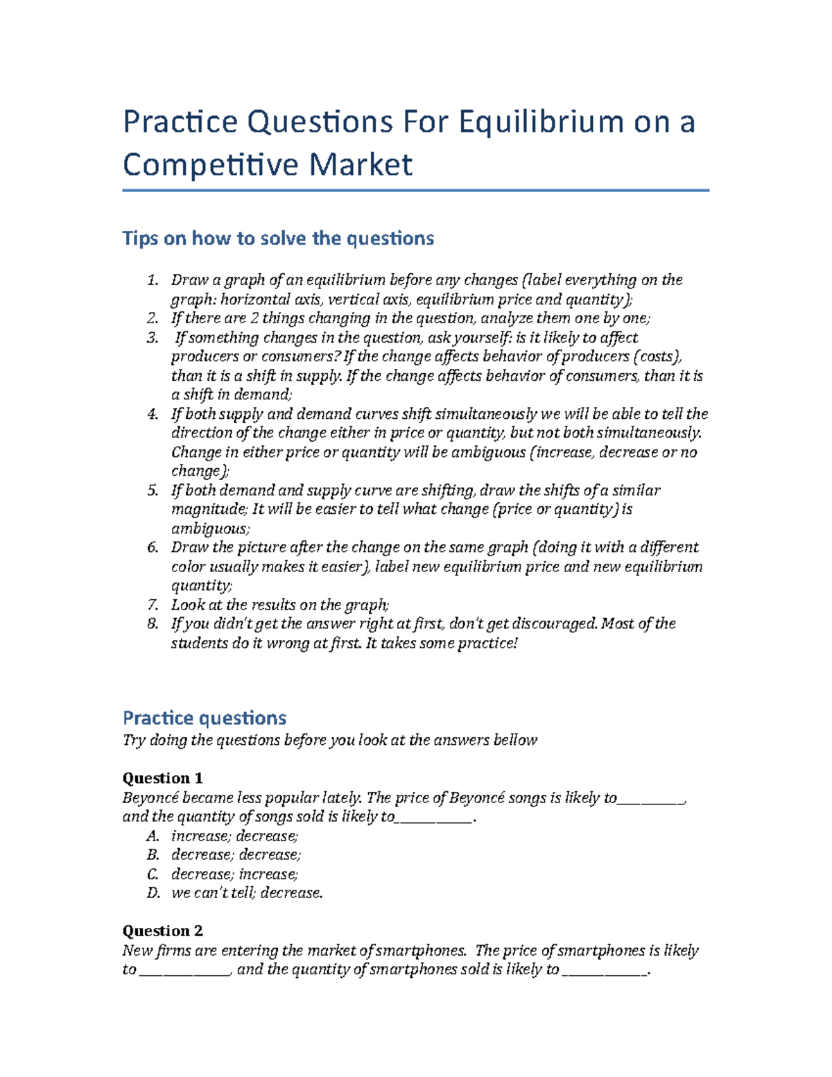 Equilibrium - Quastions - and - Tips - Practice Questions For ...