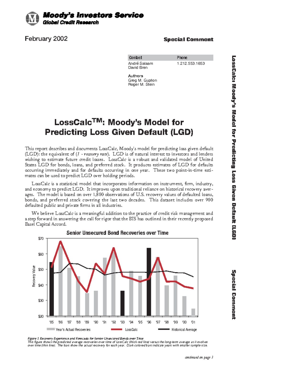 Loss Calc TM Moodys model for predicting loss given - LossCalc: Moody’s ...