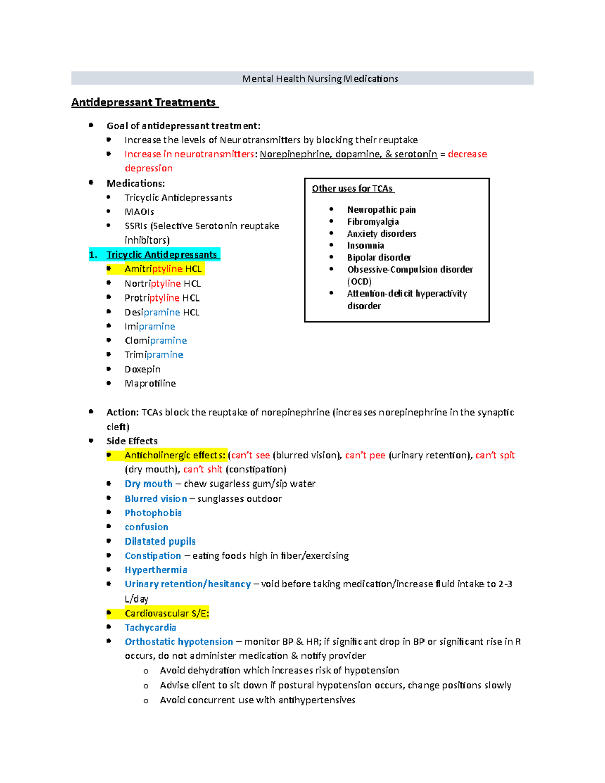 Mental Health Nursing Medications - Mental Health Nursing Medications ...