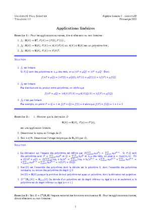Feuille 4 - TD d'Algèbre - Math ́ematiques - Niveau 2 Universit ́e de ...