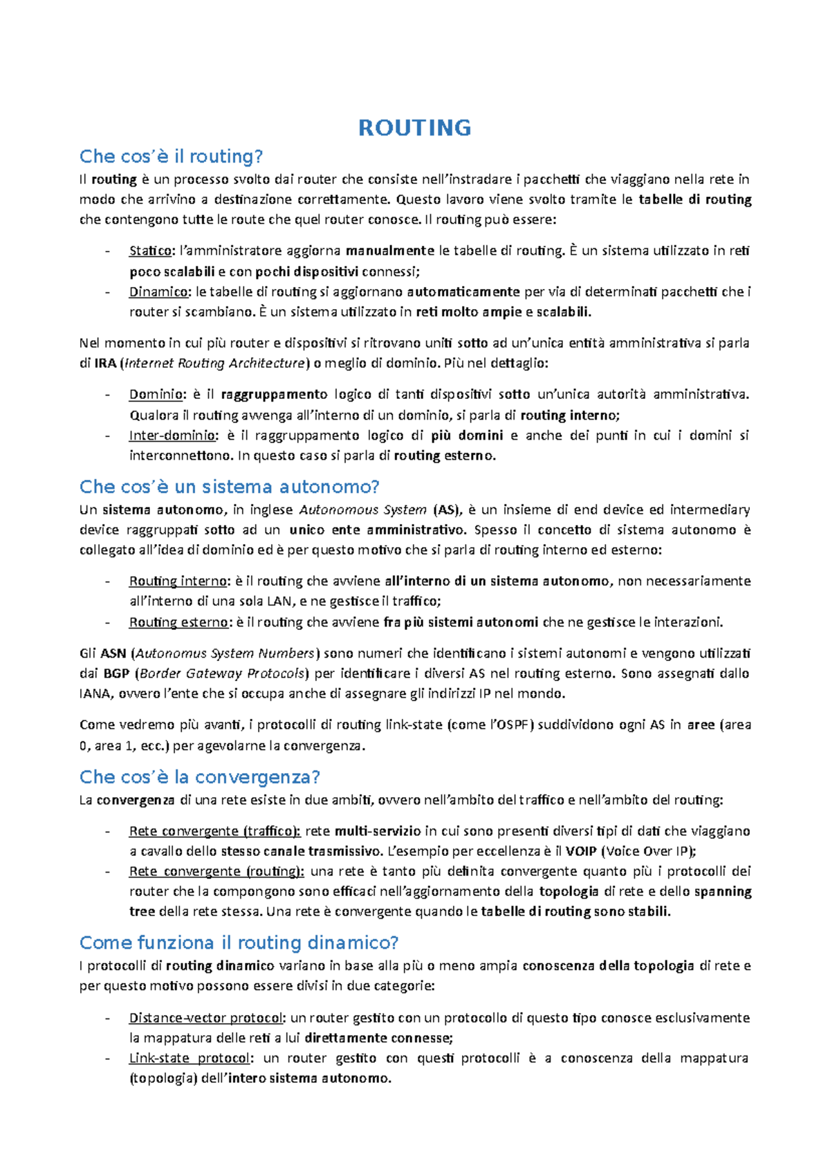CISCO Module 2 Chapters 1 2 3 - Routing - ROUTING Che cos’è il routing ...