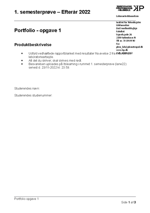 Portfolio opgave 2 - Laborantuddannelsen Institut for Teknologiske ...