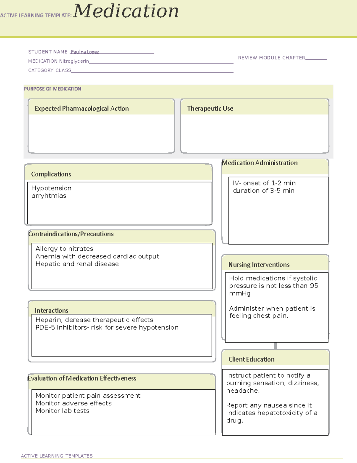 ATI Medication Form copy - ACTIVE LEARNING TEMPLATE: Medication STUDENT ...