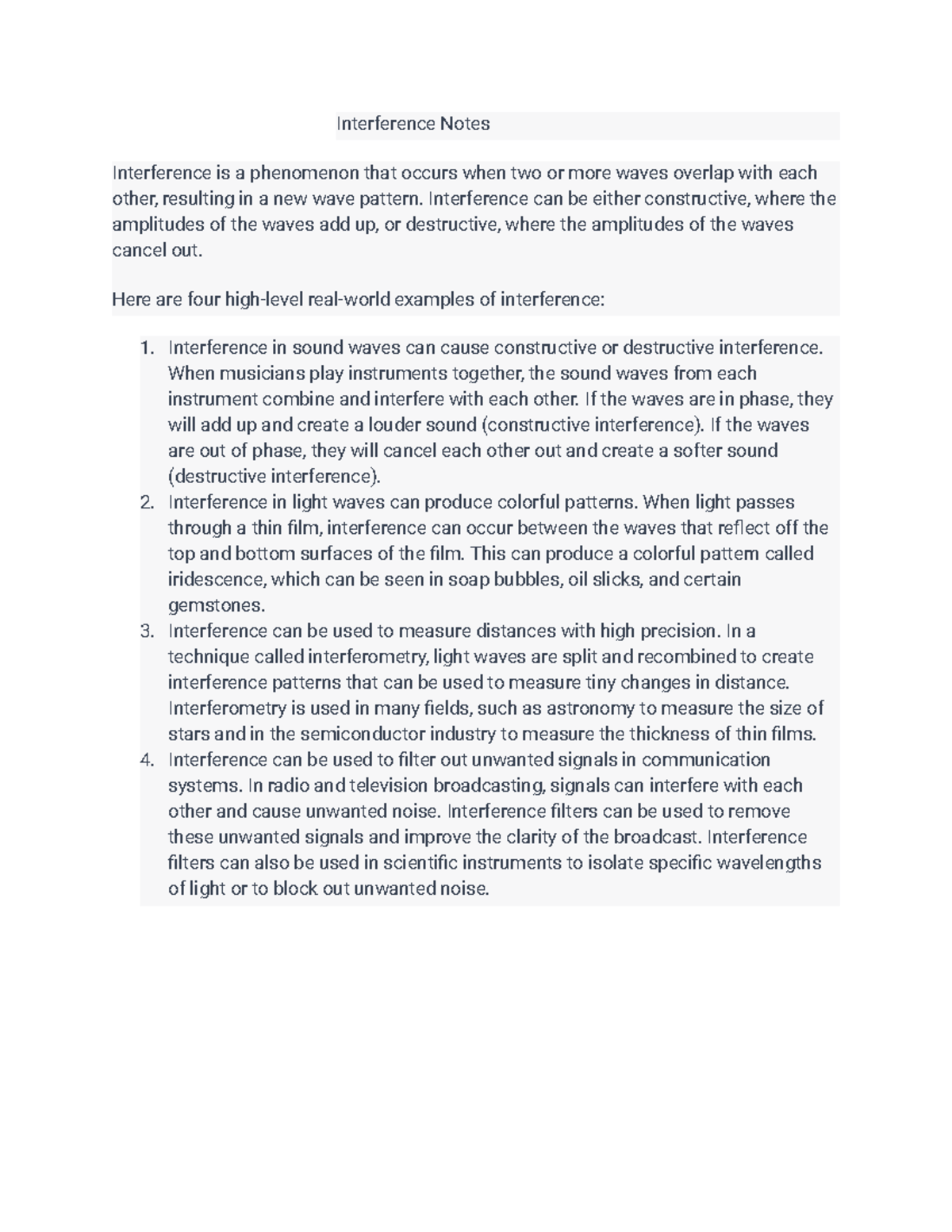 Interference Notes - Interference Notes Interference is a phenomenon ...