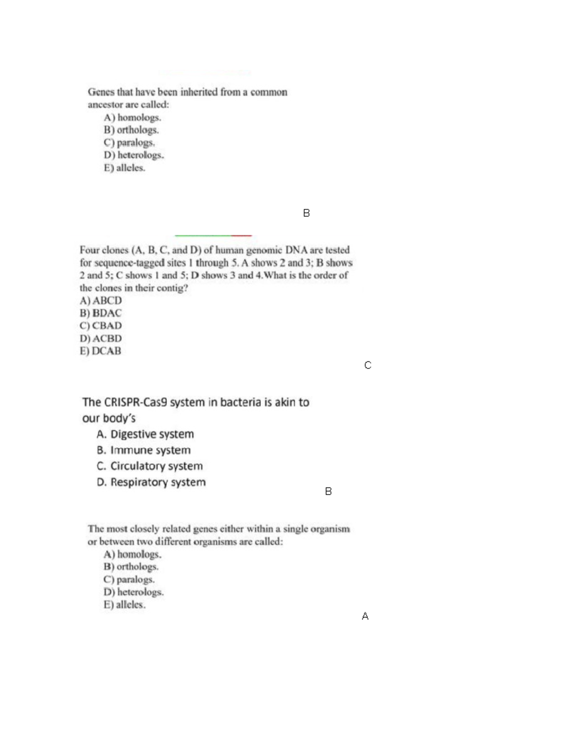 Iclicker bil250 - BIL 250 - B C B A D C C - Studocu