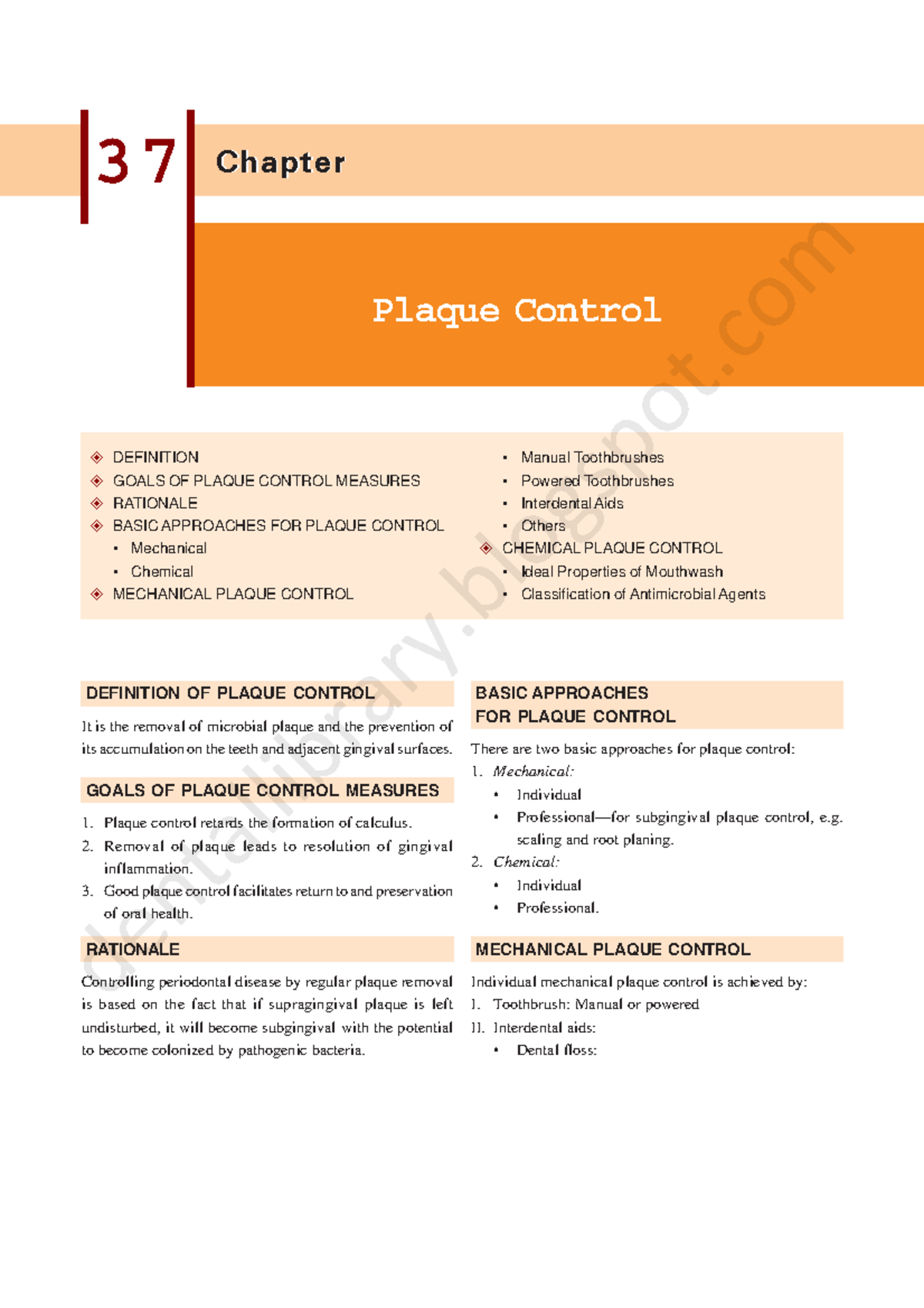 Plaque Control - 37 ChapterChapter Plaque Control ####### DEFINITION ...
