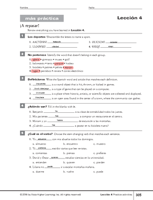 SPA101- Lección 4.3 Stem-changing Verbs E-I - más práctica Lección 4 ...