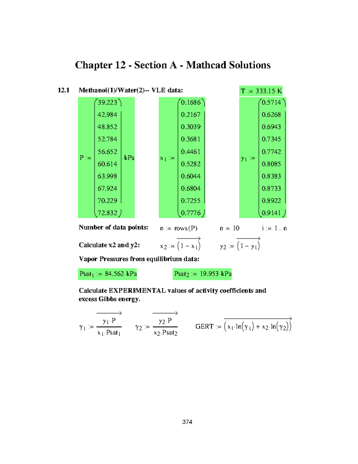 Chapter 12 A - GERT ( x 1 ⋅ ln ( γ 1 )+x2 ⋅ln ( γ 2 )) ⎯⎯⎯⎯⎯⎯⎯⎯⎯→ γ 2 ...