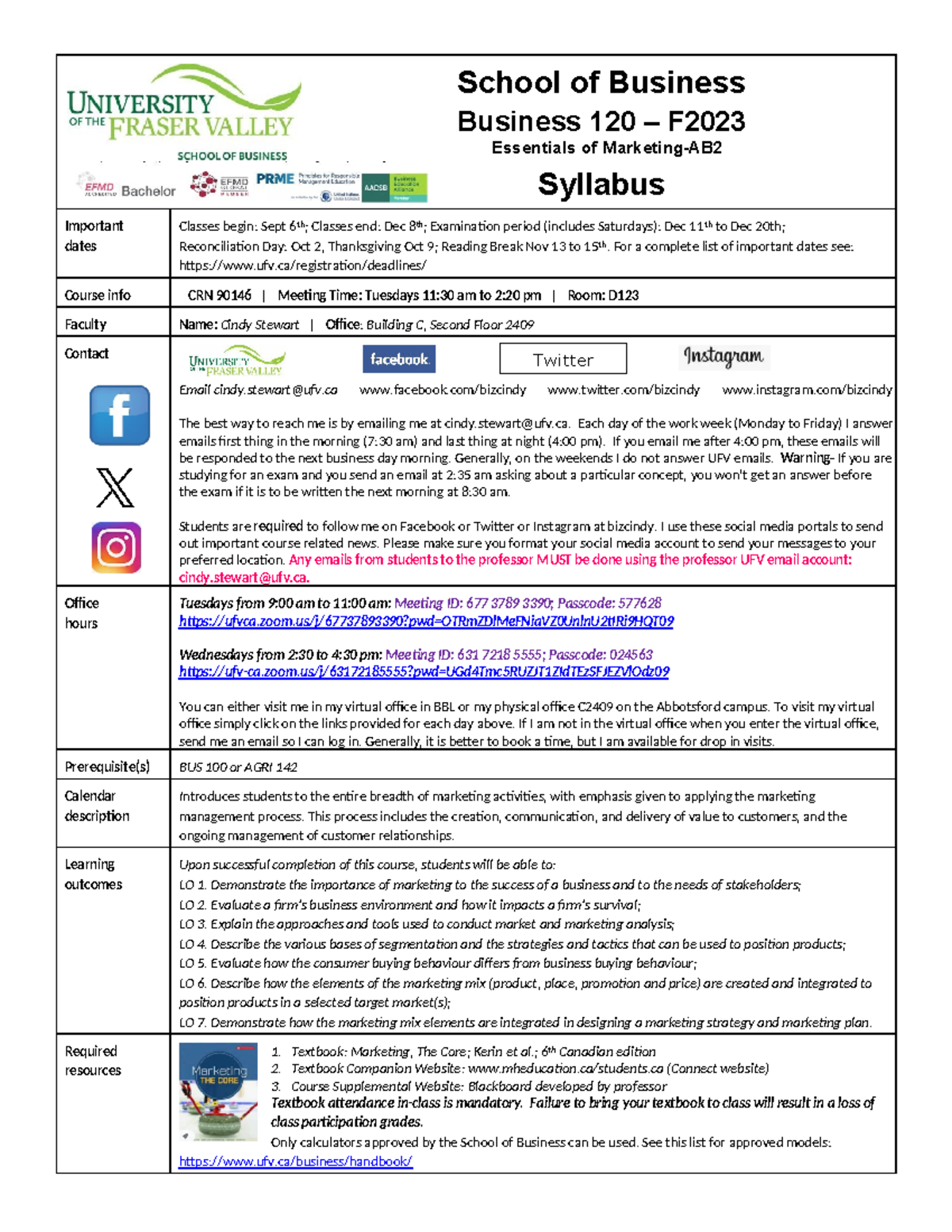 23F BUS120 AB2 Syllabus - School of Business Business 120 – F ...