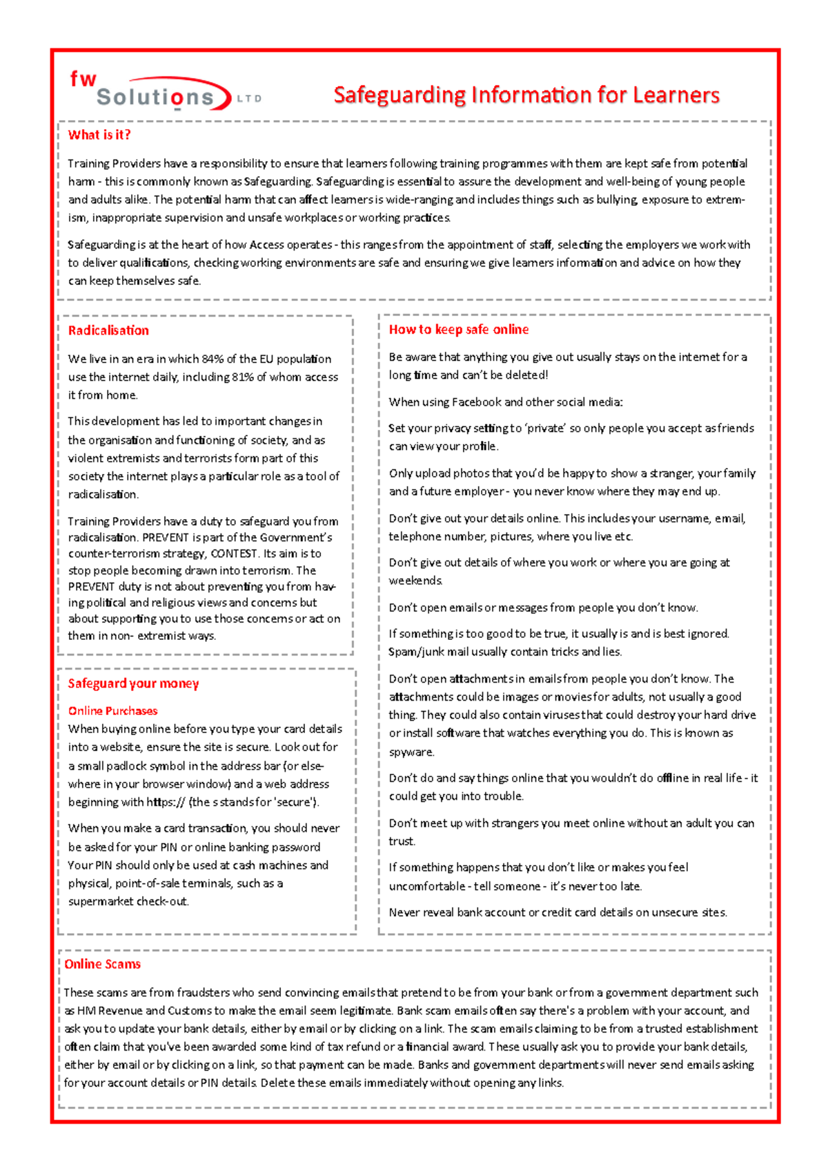 Safeguarding-for-learners - Safeguarding Informa on for Learners What ...