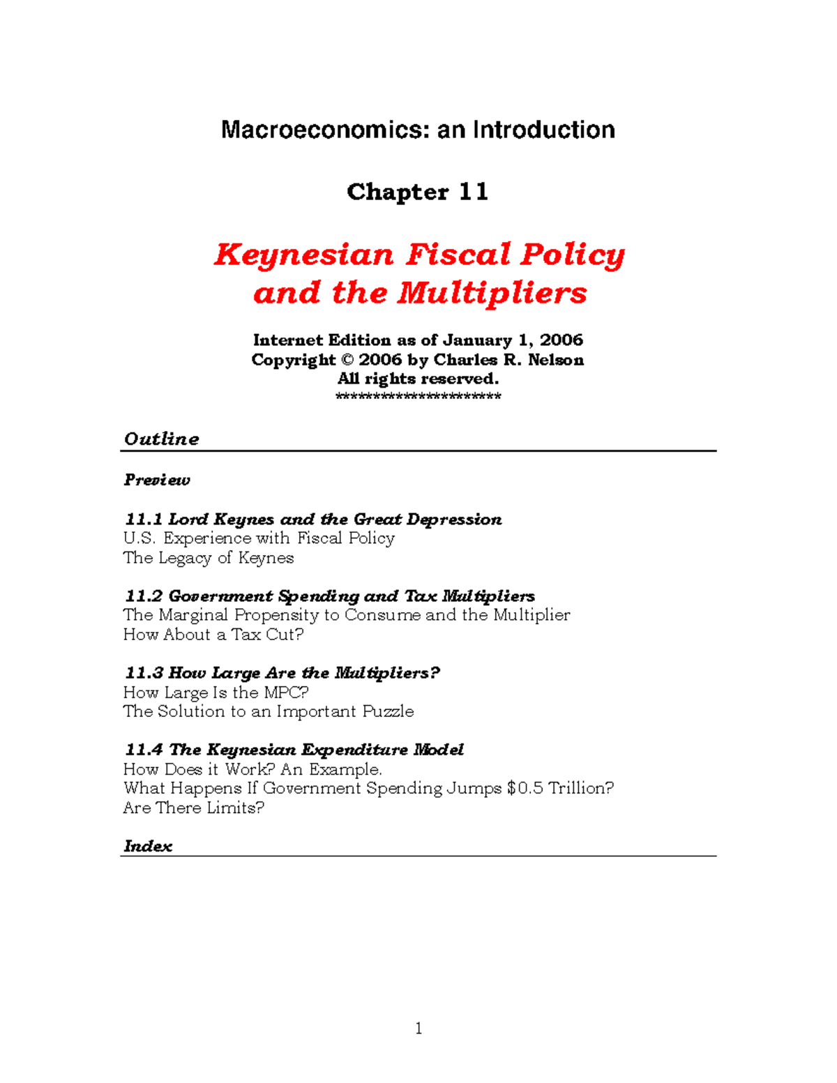 Chap11 - Macroeconomics: an Introduction Chapter 11 Keynesian Fiscal ...