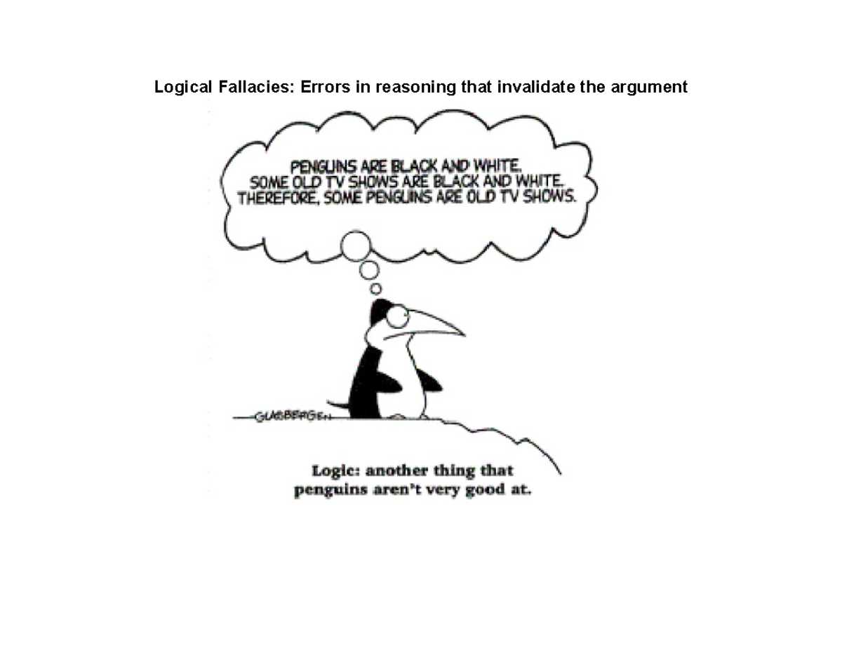 Logical fallacies example - Logical Fallacies: Errors in reasoning that ...