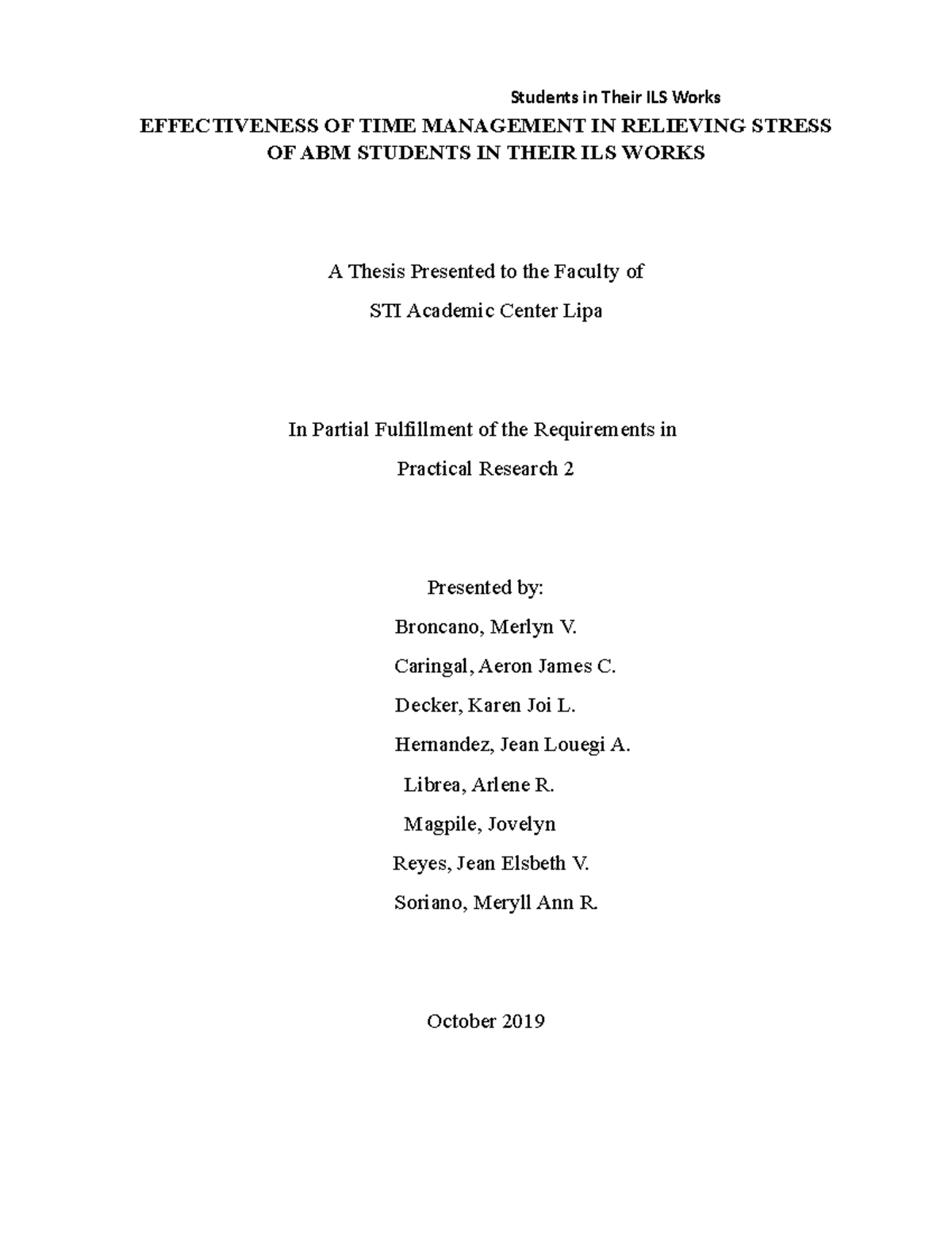 Practical- Research-Copy - EFFECTIVENESS OF TIME MANAGEMENT IN ...