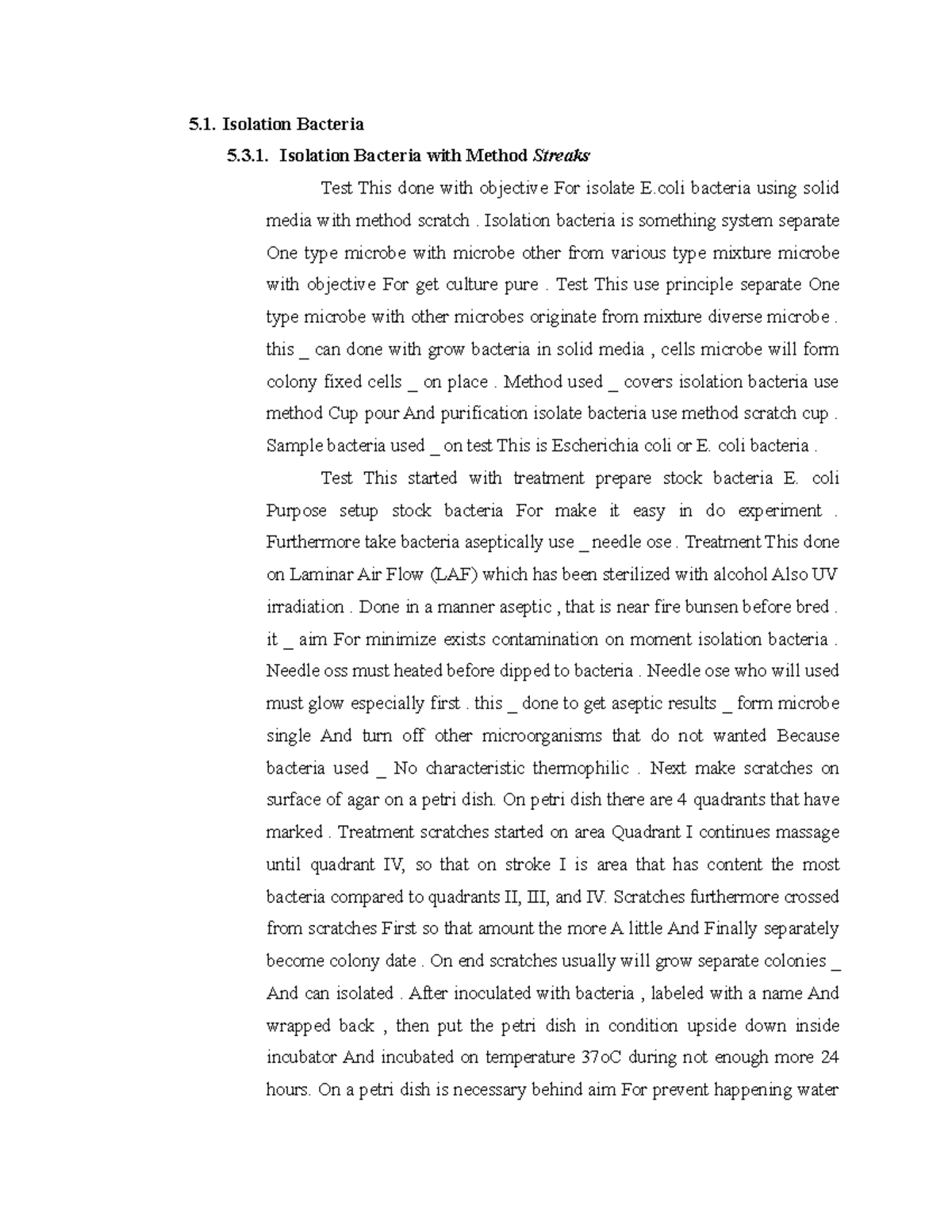 Isolation Bacteria with Method Streaks - Isolation Bacteria 5.3. Isolation Bacteria with Method ...