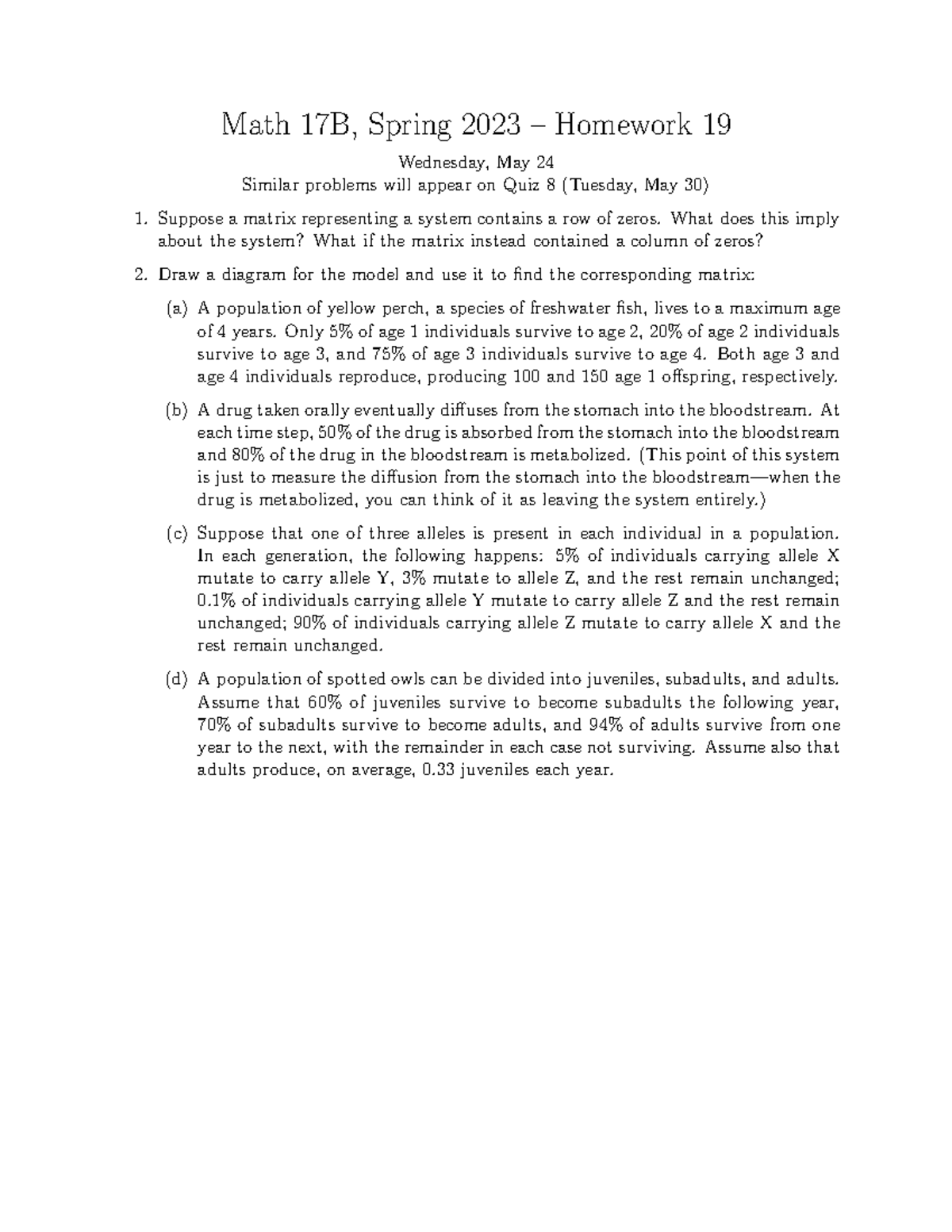 Homework 19 - Math 17B, Spring 2023 – Homework 19 Wednesday, May 24 ...