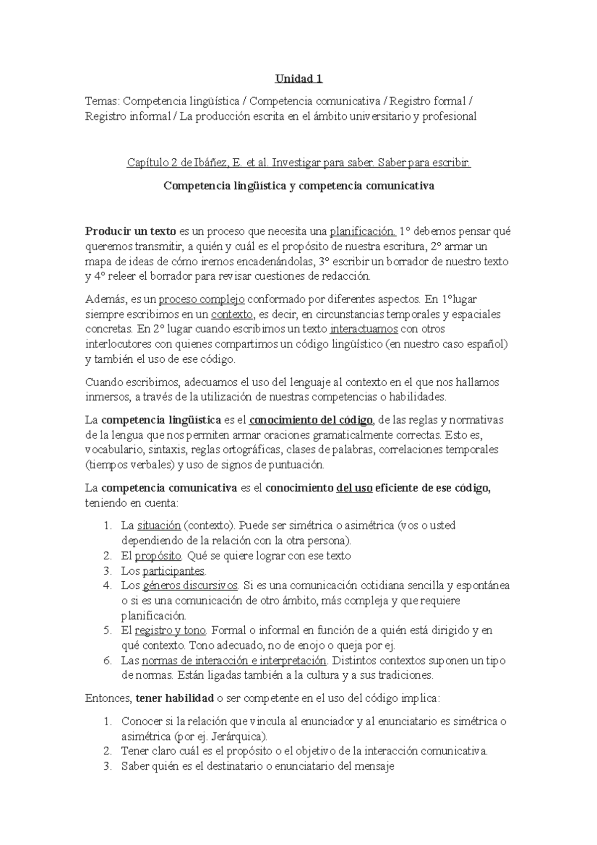 Lenguaje, Logica y Argumentacion, Resumen Primera Parte. - Unidad 1 Temas: Competencia ...