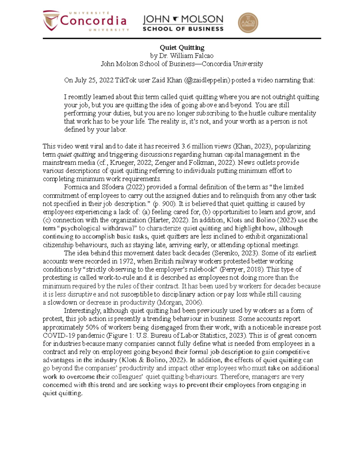 Quiet Quitting - case - case description - Quiet Quitting by Dr ...