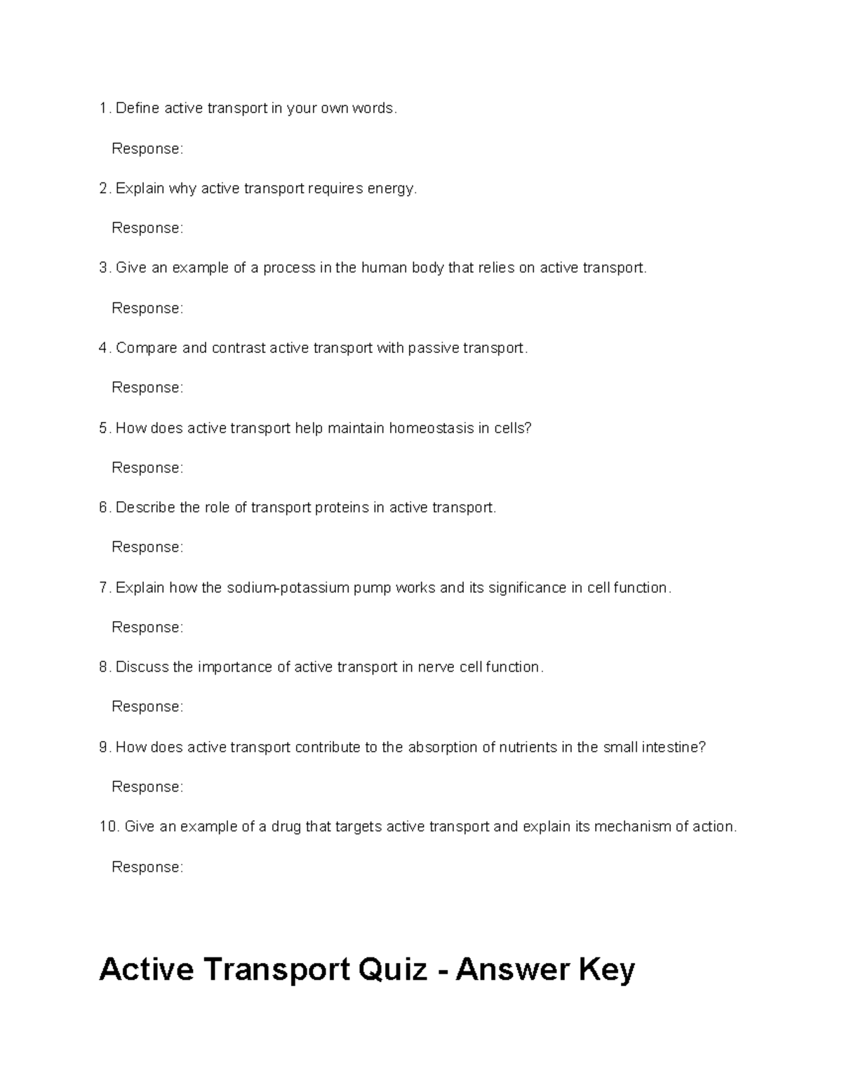 Quiz Active Transport - Define active transport in your own words ...