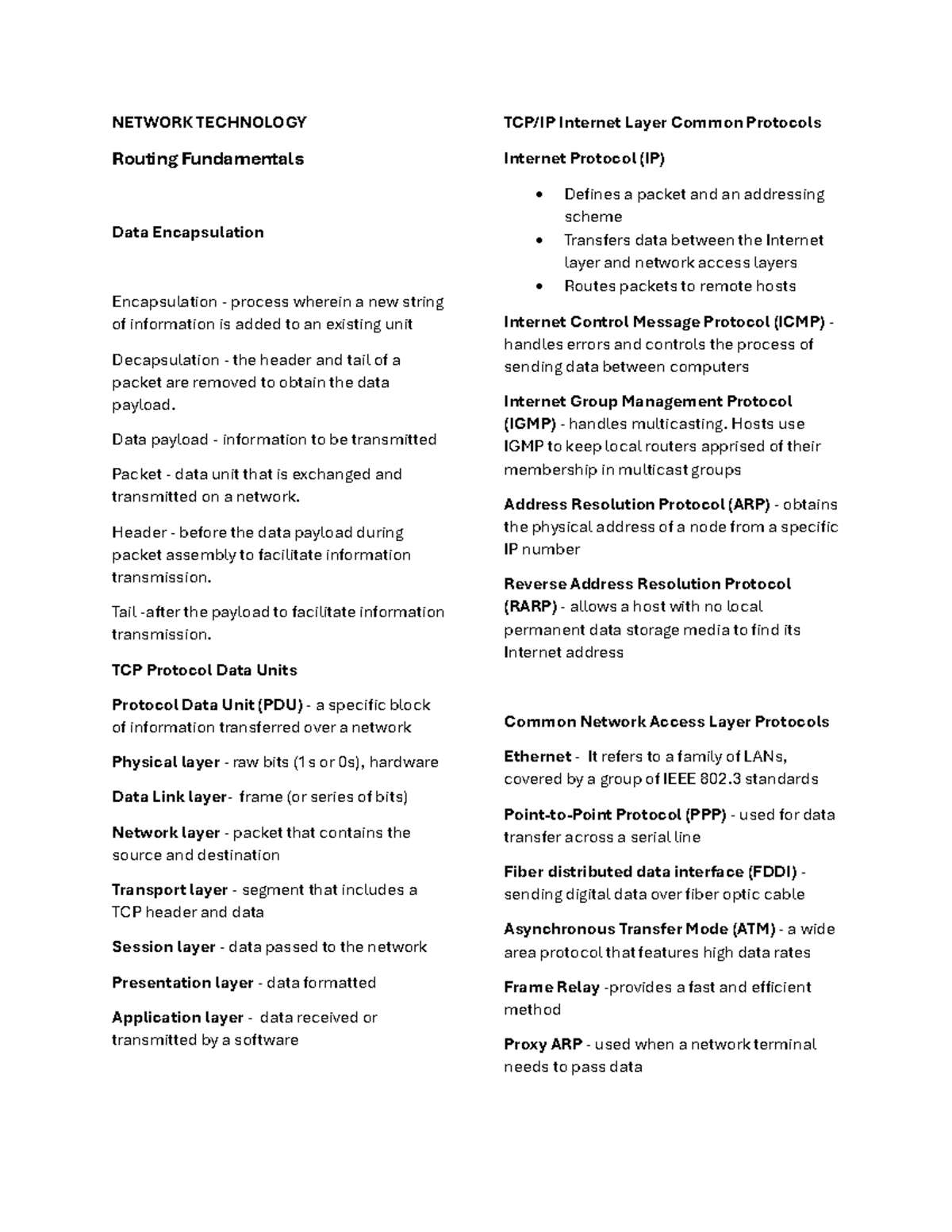 Network Technology - hgk - NETWORK TECHNOLOGY Routing Fundamentals Data ...
