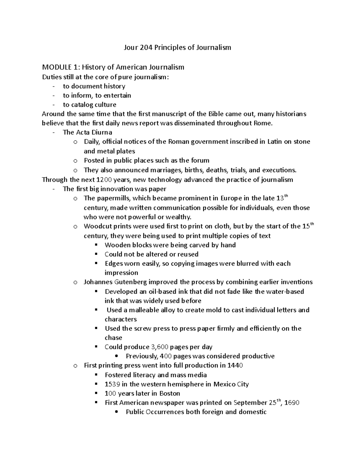 Jour 204 Principles of Journalism - Jour 204 Principles of Journalism ...