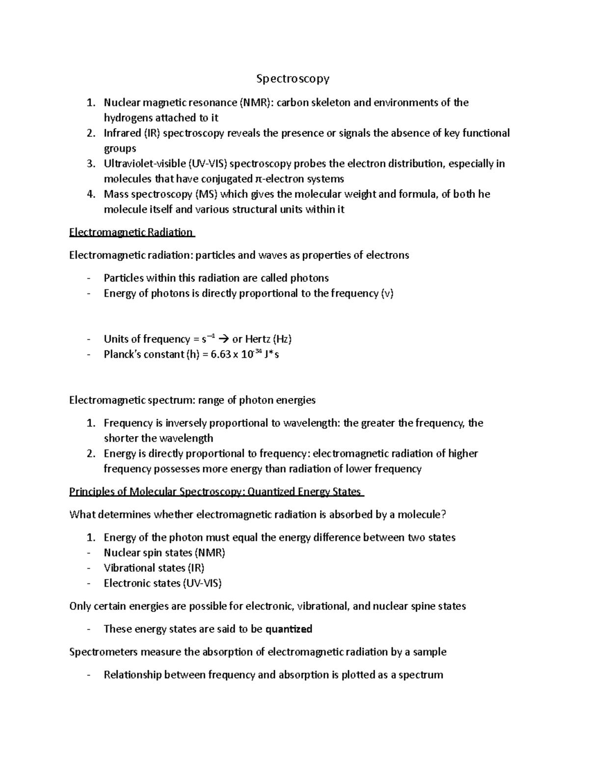 Organic Chemistry 2 - Beginning of course notes. Focuses mostly on NMR ...