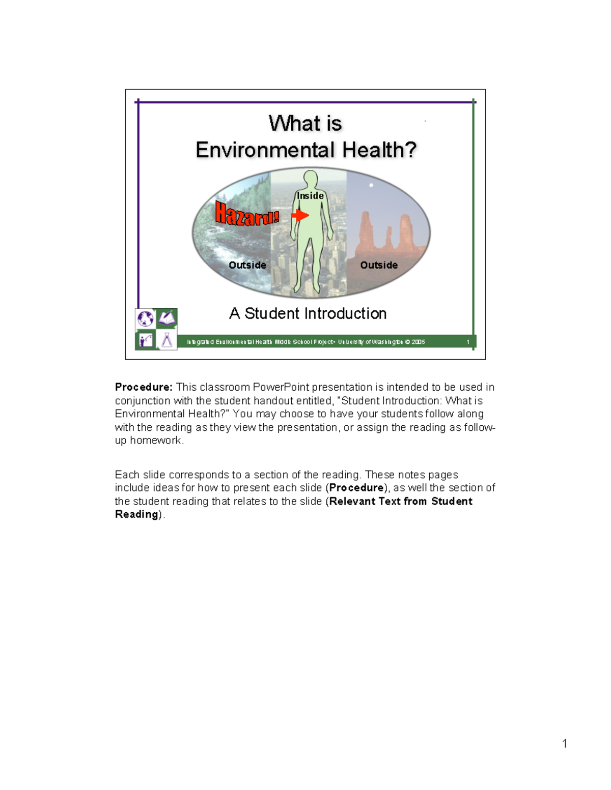 Intro to Enviromental Health slideset - Integrated Environmental Health ...