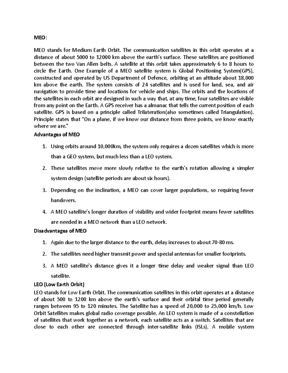 Medium earth orbit - MEO: MEO stands for Medium Earth Orbit. The ...