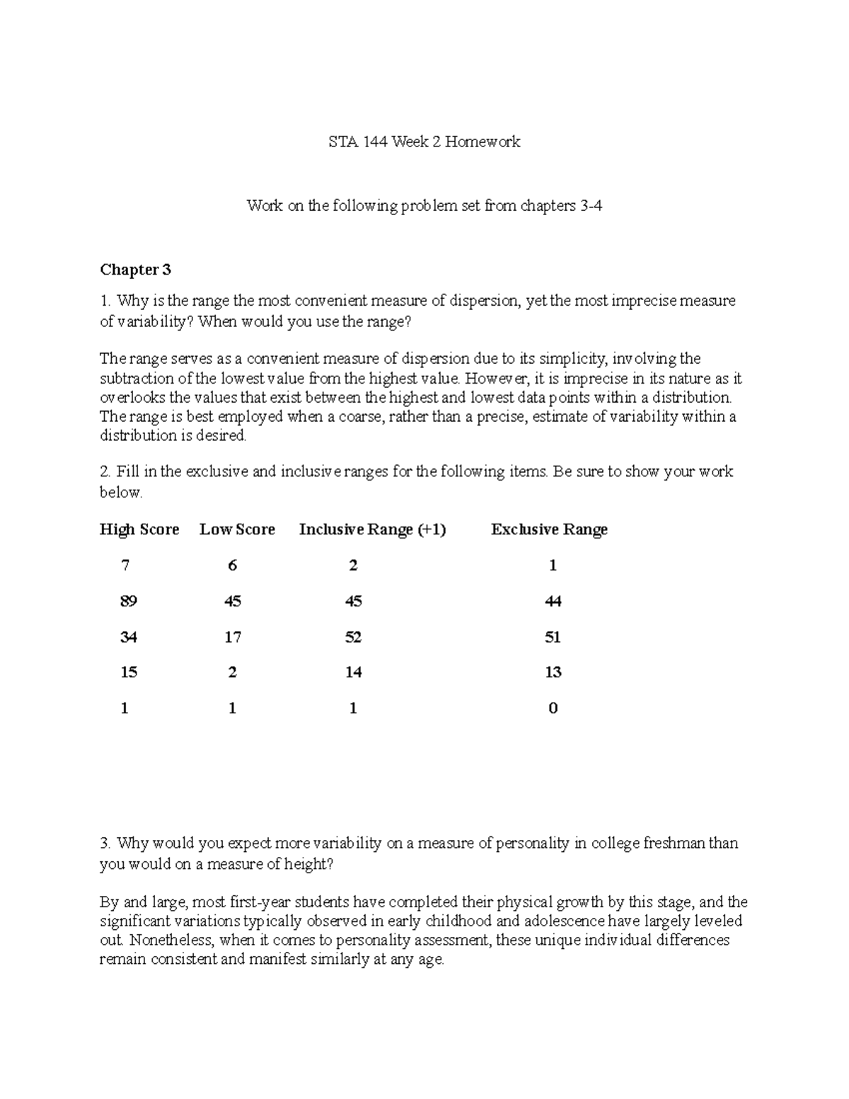 STA 144 Week 2 Homework - STA 144 Week 2 Homework Work on the following ...
