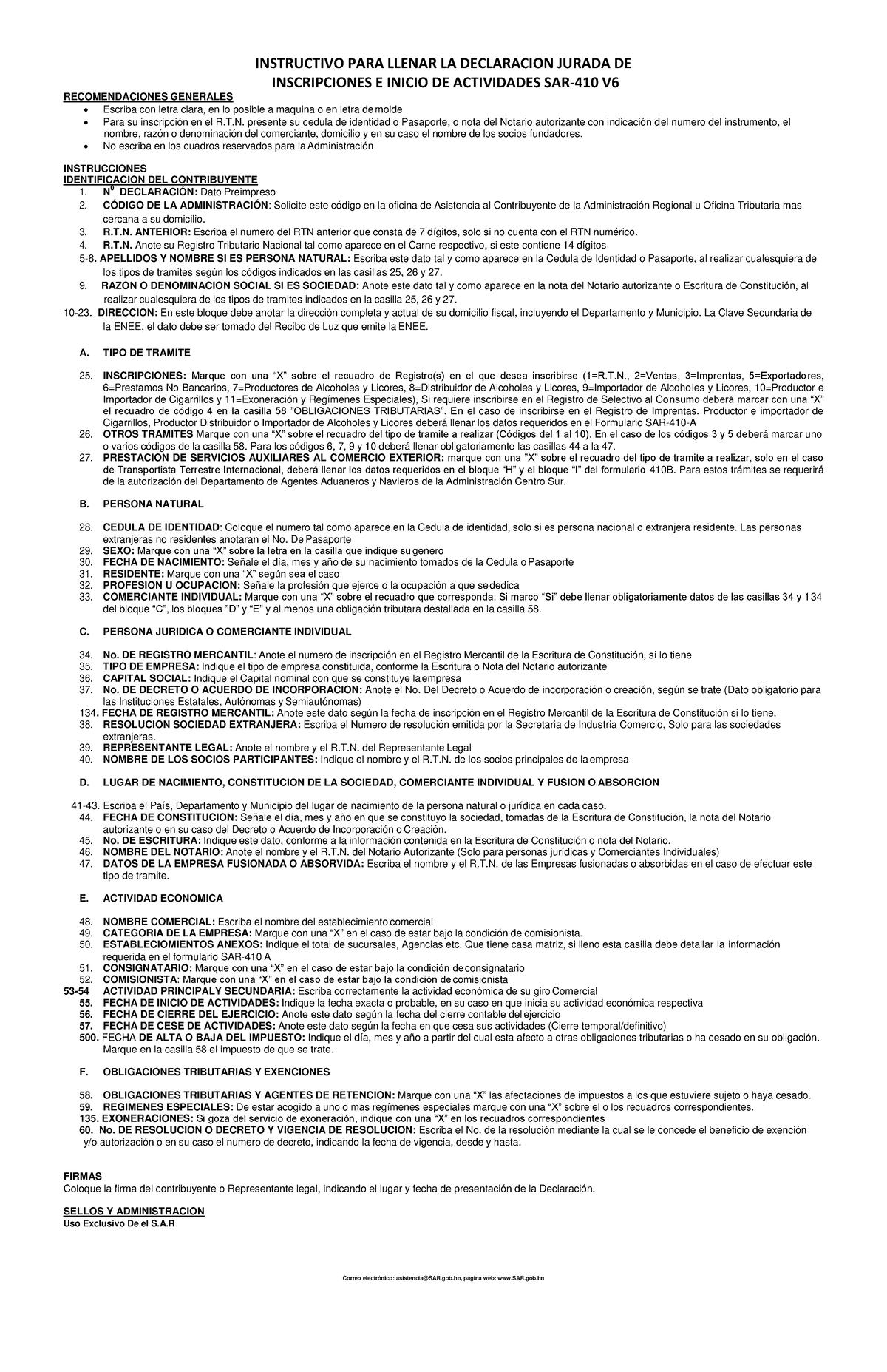 Instructivo Formulario SAR 410 ayuda para así lograr llenar un ...