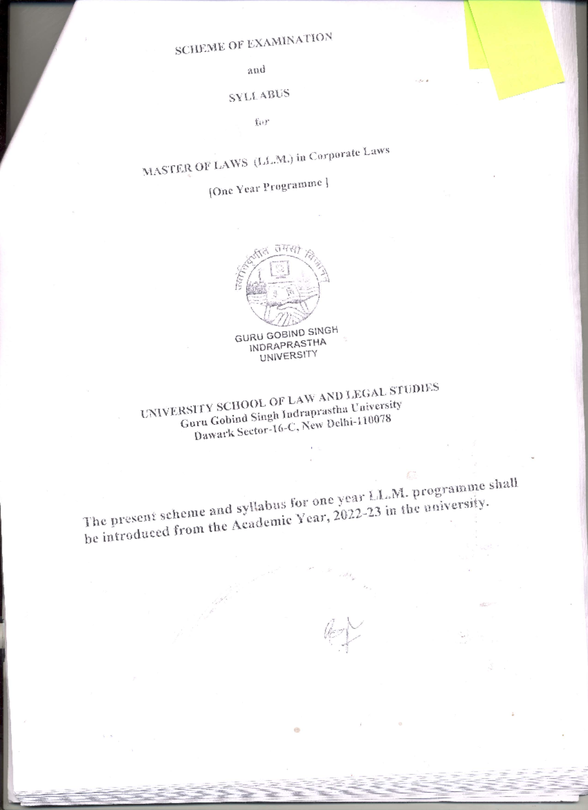 New syllabus for LLM Corporate Law - SCHEME OF EXAMINATION and SYLLABUS ...