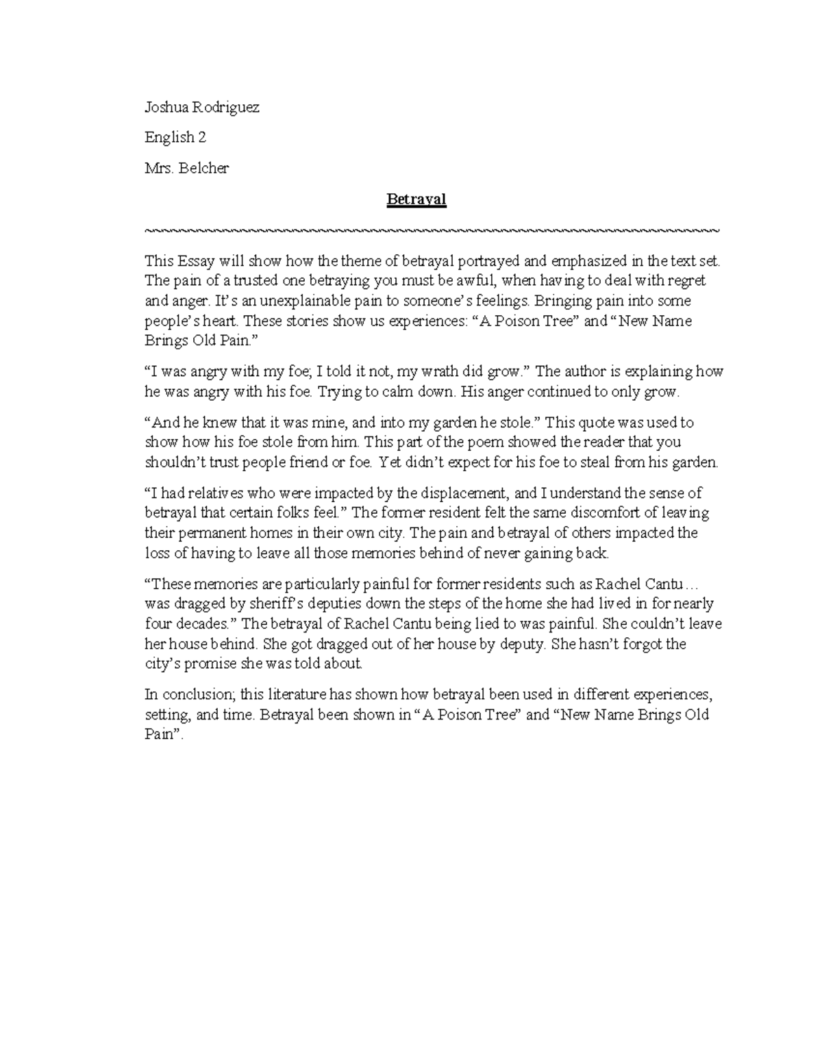 Eng 2 Essay Completed - .... - Joshua Rodriguez English 2 Mrs. Belcher ...