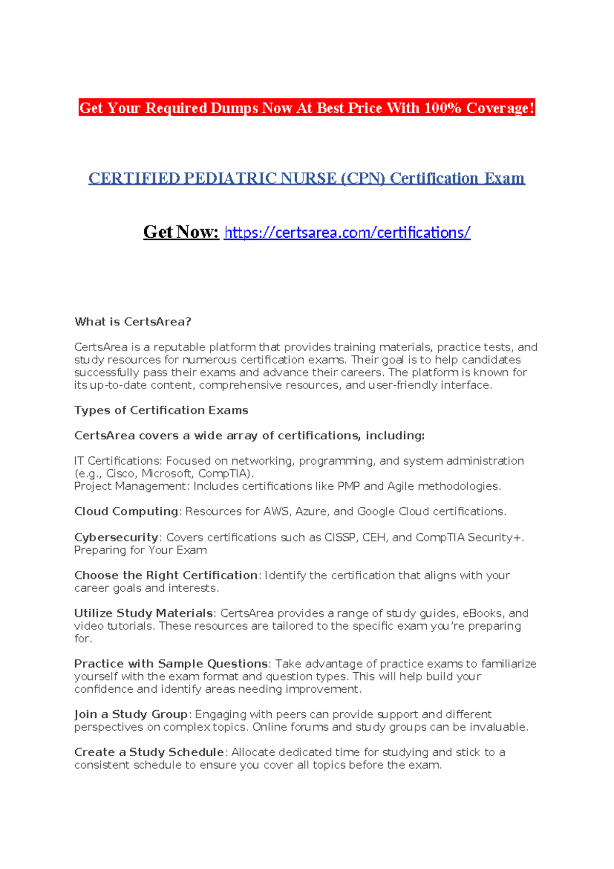 Certified Pediatric Nurse (CPN) Certification Exam - Get Your Required ...