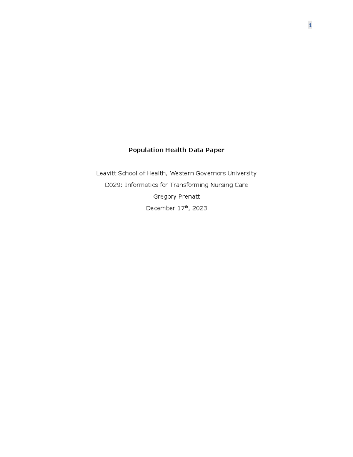 Population Health Data Paper-ARM 2 - Population Health Data Paper ...
